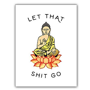 Let That Shit Go Art Print Set Of 1 (12”X16”） Zen Printing Yoga Room Decoration Canvas Buddhist Prints Wall Pictures For Room Home Decor,No Frame