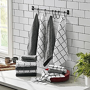 20-Piece Kitchen Towels And Dishcloths Sets - 100% Cotton Terry Dish Towels For Kitchen - Absorbent & Quick Drying Hand Towels- Super Soft & Scretch Free - 10 Towels 15"x25" + 10 Dish Cloths 12"x12"