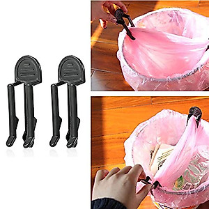 E-outstanding 20pcs 8x3.2cm Plastic Made Trash Can Bag Clip Black Color for Home and Kitchen Use