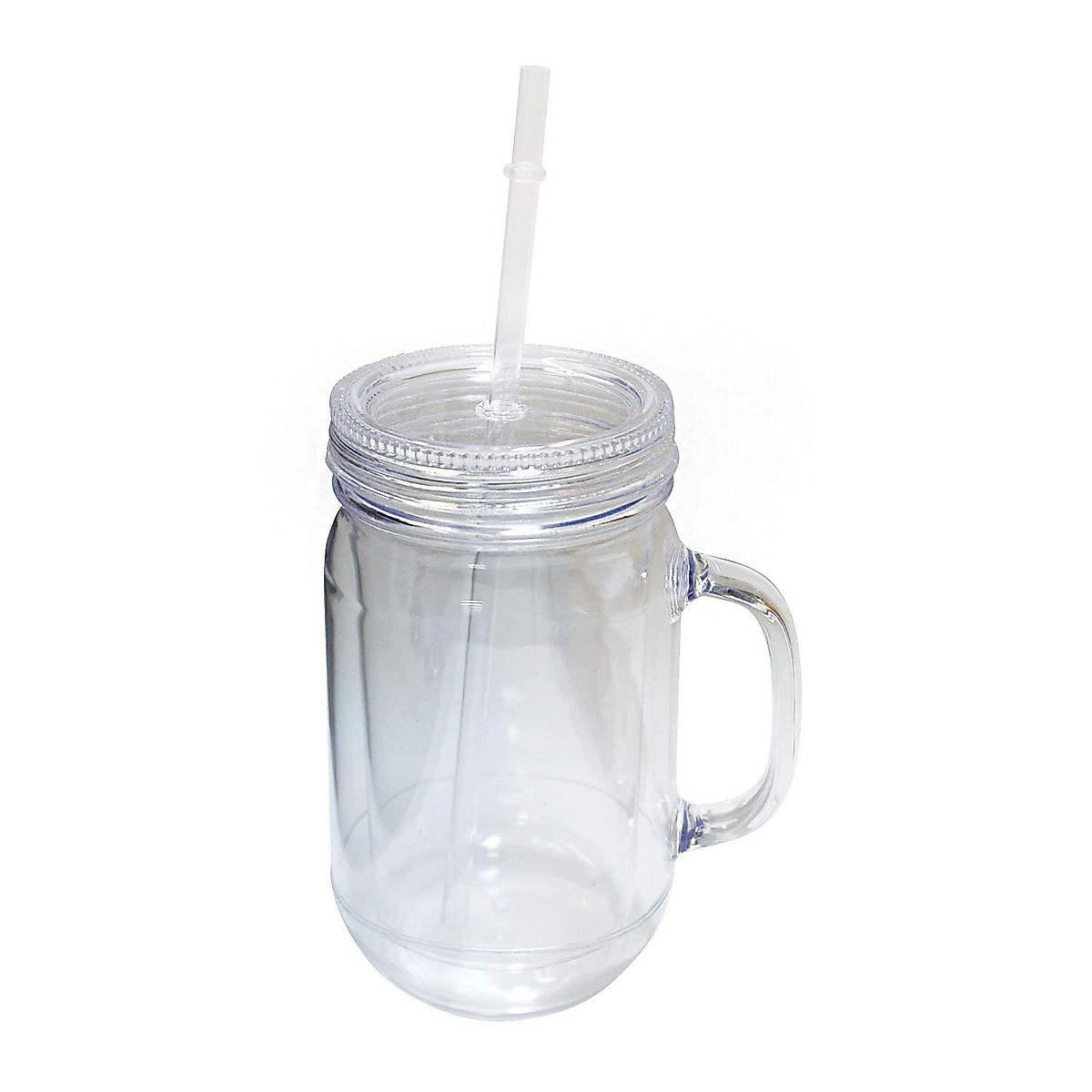 ImpecGear 20 Oz Mason Jar Doubled wall Acrylic Cup with Straw (Clear)