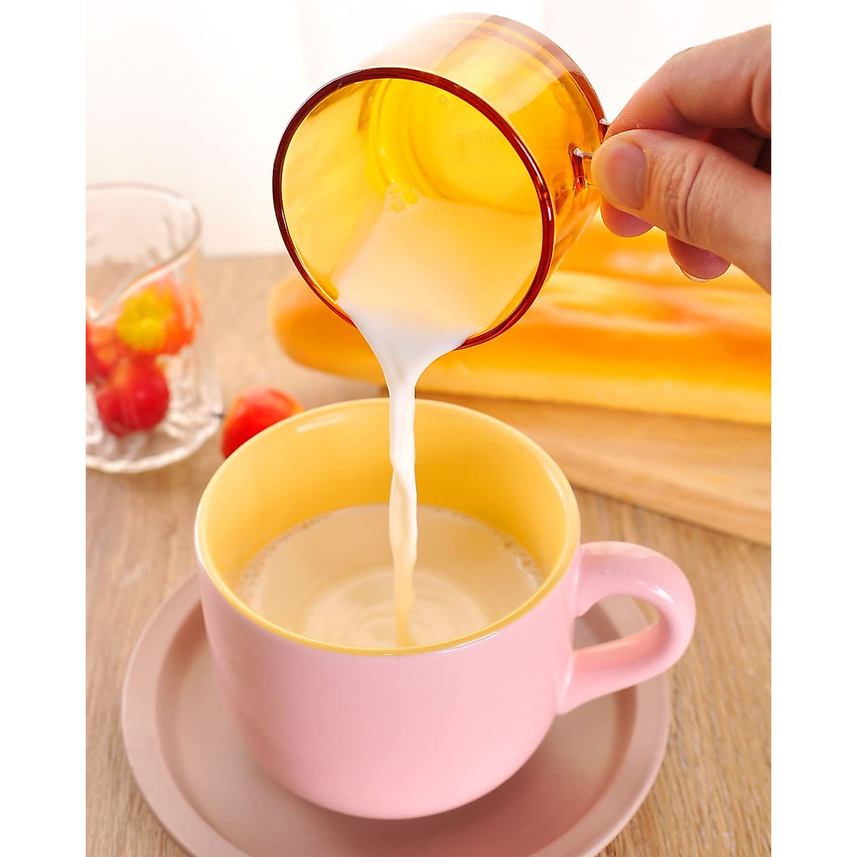 WHJY Simple Ceramic Soup Mugs with Lid, 22 oz Soup Cups with Handle, Microwave Oatmeal Bowl Coffee Mug with Lid and Handle for Milk, Tea, Fruit, Ice Cream Cereal Coffee - Pink