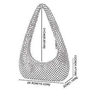 Silver Evening Bag Women Unique Handbags Cool Purses Small Shoulder Purse Silver Metallic Purse Designer Evening Bag(Silver)