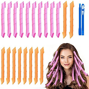 20Pcs Hair Curlers for Long Hair, Magic Spiral No Heat/Heatless Hair Curler Styling Kit with Hooks (55cm/22inch)