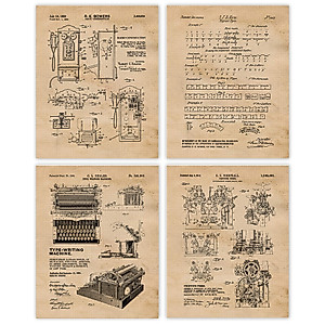 Vintage News Communication Media Patent Prints, 4 (8x10) Unframed Photos, Wall Art Decor Gifts for Home Office Podcast Engineer Studio Electronic Lounge Journalism School College Student Teacher Coach