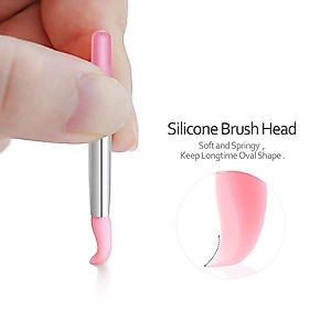 Spove 12pcs Silicone Lip Brush Makeup Eyebrow Lipstick Brushes Applicator Cosmetic Brush Set Silicone Brushes Wands Fit Balm Mask Oil Pink