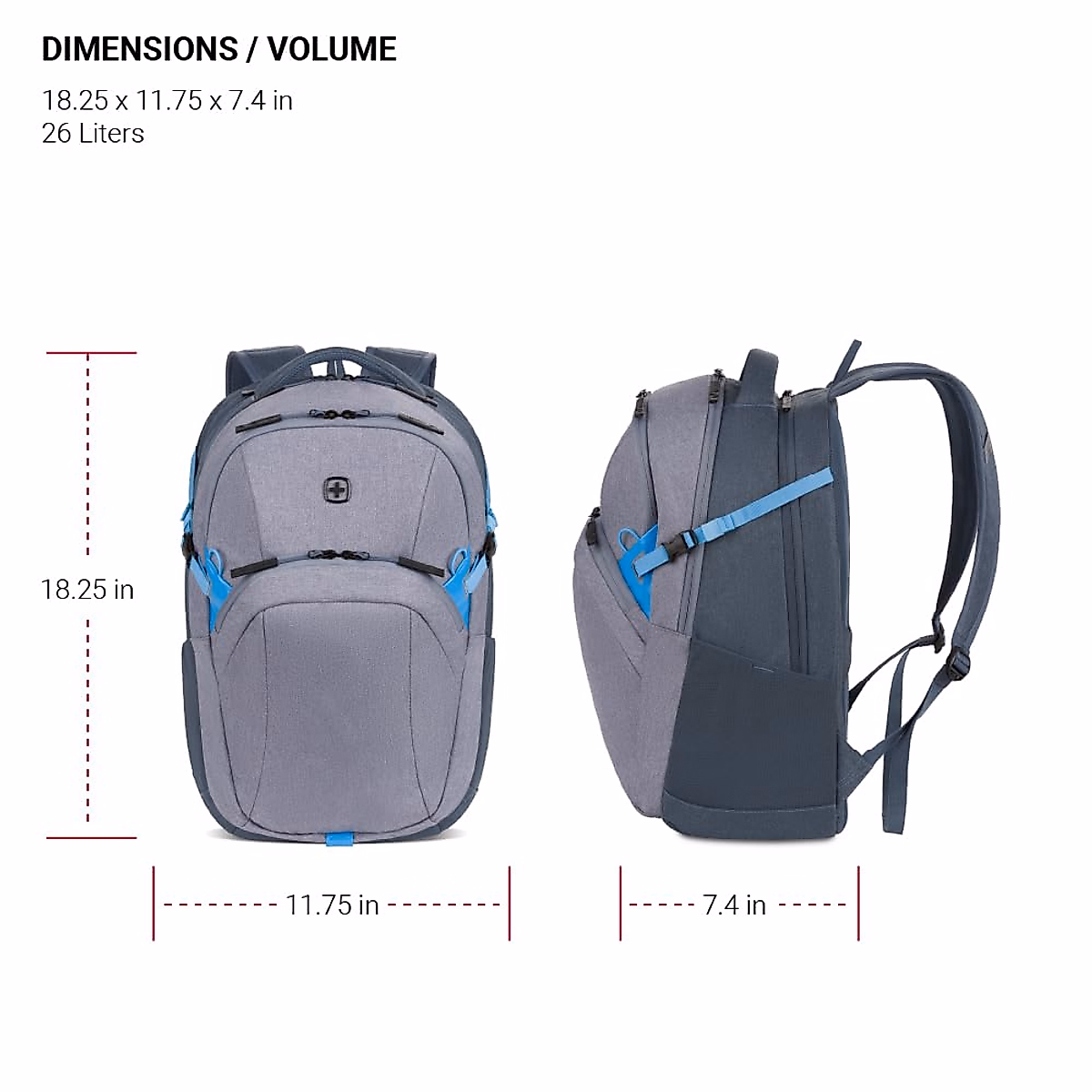 SwissGear UrbanPro, Light Grey/Blue Heather, 18.5-Inch