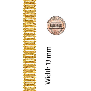 LIFETIME JEWELRY Riccio Bar Bracelet 24k Real Gold Plated for Women and Men (10mm & 13mm) (Gold (13mm), 7 inches)