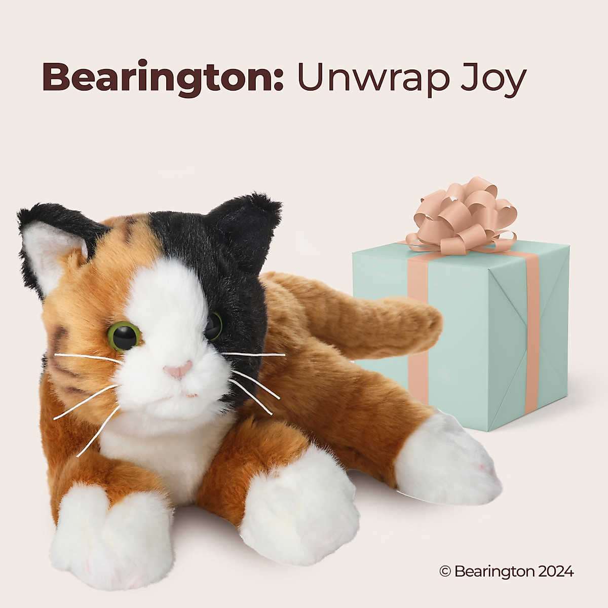 Bearington Collection Lil’ Tabby Cat 8 Inch Stuffed Cat - Orange Cat Plush - Orange Tabby Cat Stuffed Animal