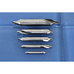 TEMO 5 pc Lathe Mill Combined Center Drill 60 Degree Countersink (Sizes 1# 2# 3# 4# 5#)