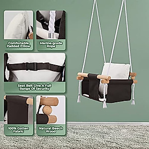 Baby Swing, Toddler Swing, Baby Swing with Stand, Swing Set for Infant, Outdoor Indoor Swing Set with Canvas Cushion Seat