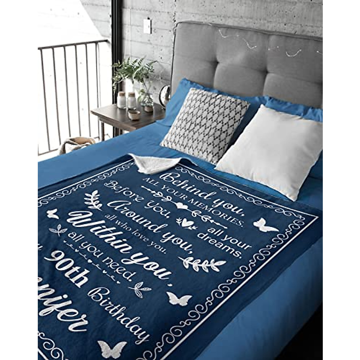 Happy 90th Birthday Gifts Behind You All Your Memories Personalized Blanket for Women Her Wife Sister Mom Friends Grandmother Coworker Boss 90 Years Old Blankets Throw Couch Bed Sofa