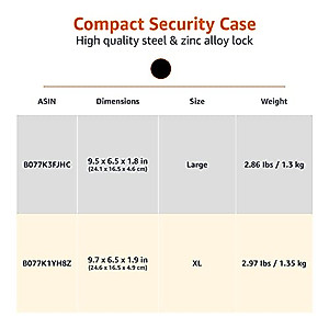 Amazon Basics Portable Security Case Lock Box Safe, Combination Lock, Large, Black