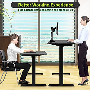 ENSTVER Electric Height Adjustable Standing Desk, 47 x 24 Inch Sit Stand Home Office Desk, Lift Workstation with Drawer, Stand up Table(Black Steel Frame/Black Top)