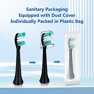 Replacement Toothbrush Heads Compatible with AquaSonic Black Series Vibe Series Electric Toothbrush, Curved Shape Design Planted with Nylon Bristle (Black)