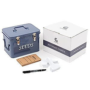 GLOCHYRA Seed Packet Storage Box Garden Seed Storage Organizer - Seed Container Comes with 100 Plant Labels, 10 Seed envelopes, Marker Pen
