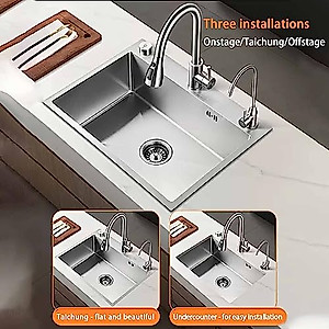 Kitchen sinks, utility sink, stainless steel sink,Well crafted for durability, making it a contemporary centerpiece that enhances the overall appeal of your kitchen space. (Size : 68 * 45 * 20cm)