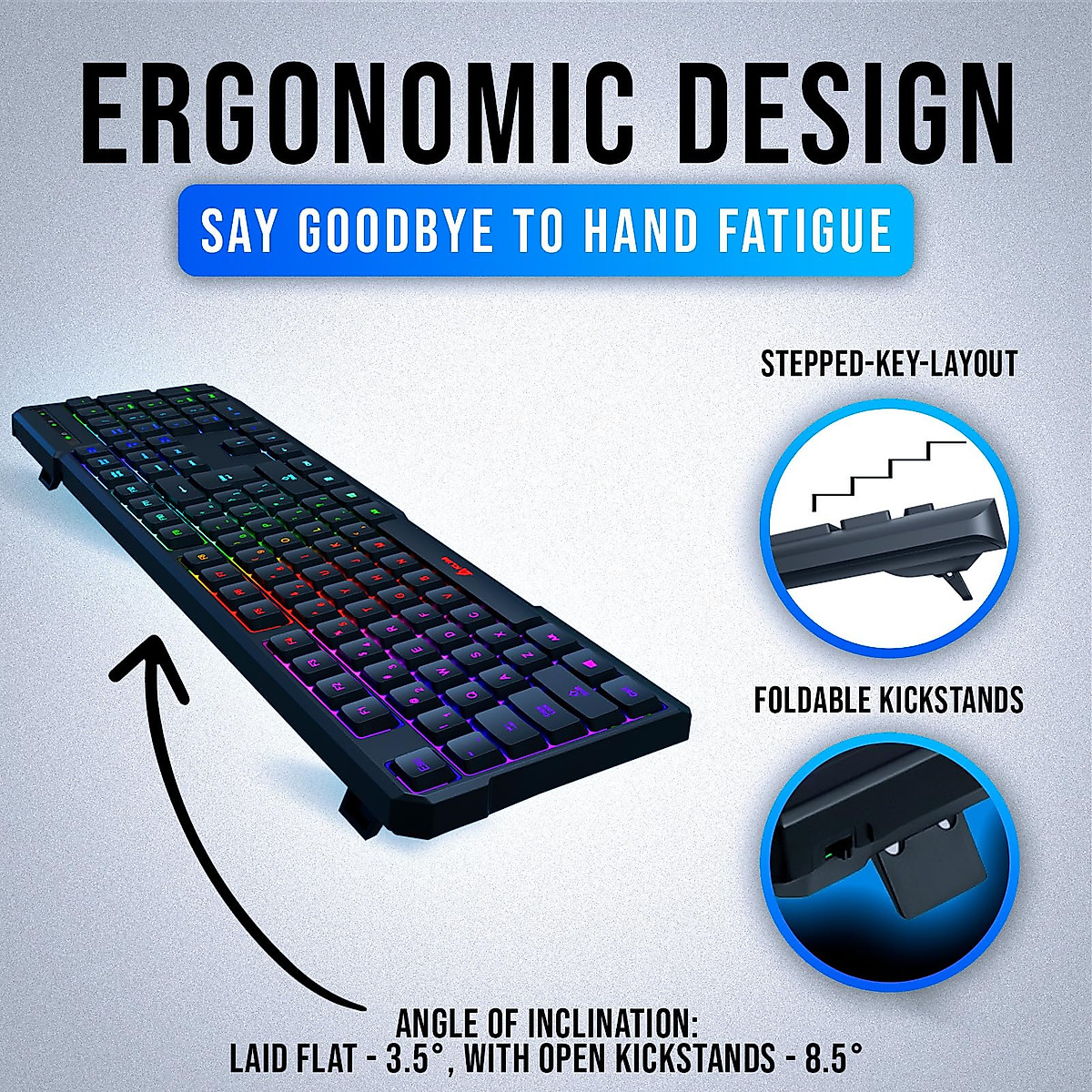 KLIM Chroma Gaming Keyboard Wired USB - New 2024 - Durable Ergonomic Waterproof Silent Backlit - Ideal for Gaming and Office - Teclado Gamer - 2 ms Response Time - PC Laptop Mac PS4 PS5 - Black