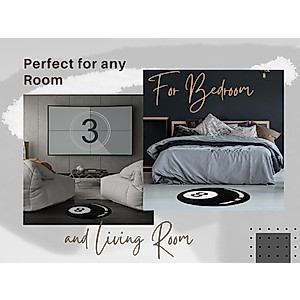 Slothy Fafi 8 Ball Rug - 24 Inch White & Black Hypebeast Rug - Cool Rugs and Aesthetic Rugs for Bedroom & Living Room - Y2K Rug for Y2K Room Decor