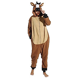 Adult Horse Onesie Pajamas Animal Cosplay Homewear Sleepwear Jumpsuit Costume for Women Men Girls Boys Teens