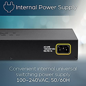 TRENDnet 24-Port Gigabit Switch, TEG-S25, 24 x Gigabit RJ-45 Ports, 48Gbps Switching Capacity, Fanless Design, Metal Enclosure, Internal Power Supply, Lifetime Protection, Black