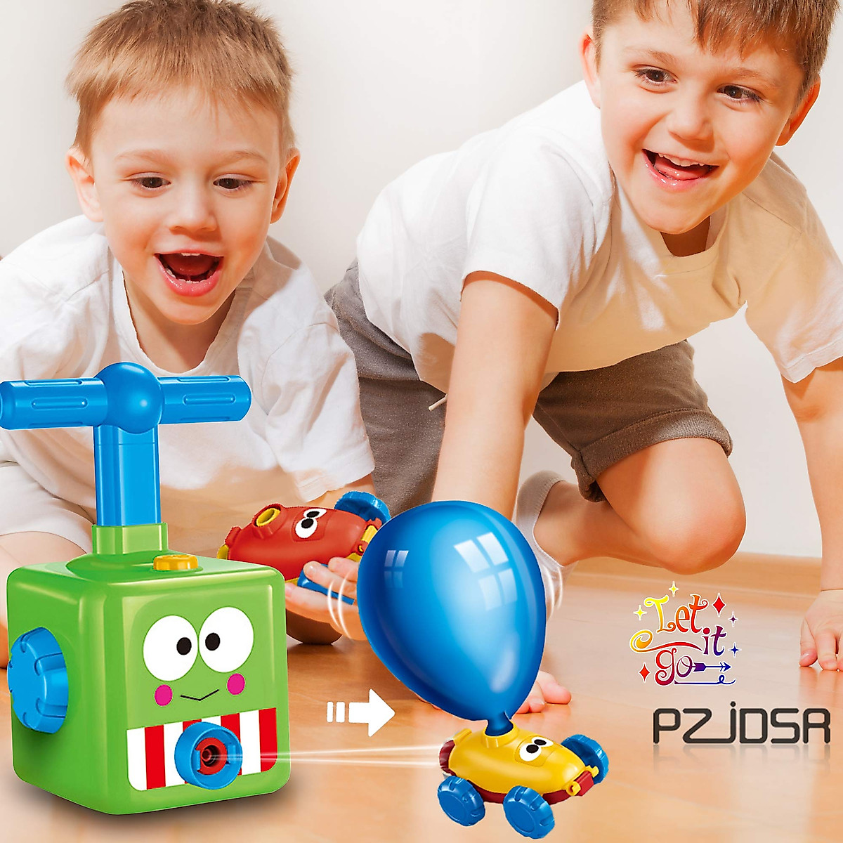 PZJDSR Balloon Launcher Car Toy Set,Balloon Powered Cars with Manual Pump Toy Balloon car,Rocket Balloons with Pump Preschool Science Toys Suitable for Boys and Girls Over 3 Years Old（red）