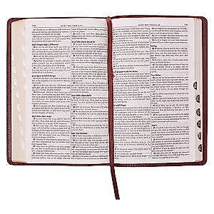KJV Holy Bible, Standard Size Faux Leather Red Letter Edition Thumb Index & Ribbon Marker, King James Version, Saddle Tan