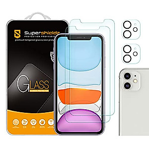 (2 Pack) Supershieldz Designed for iPhone 11 (6.1 inch) + Camera Lens Tempered Glass Screen Protector, Anti Scratch, Bubble Free