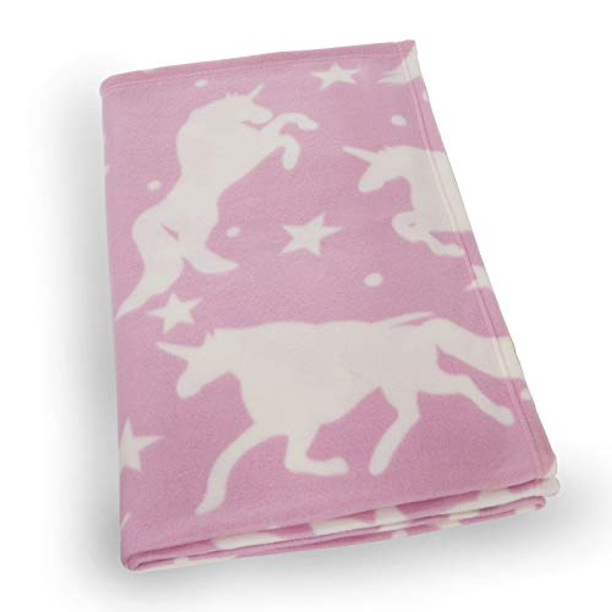 Dreamscene Unicorn Fleece Blanket Throw Over Softer for Girls Adult Baby Kids Twin Bed Couch Plush Sofa Warm Soft, Blush Pink White Stars - 50" x 60"