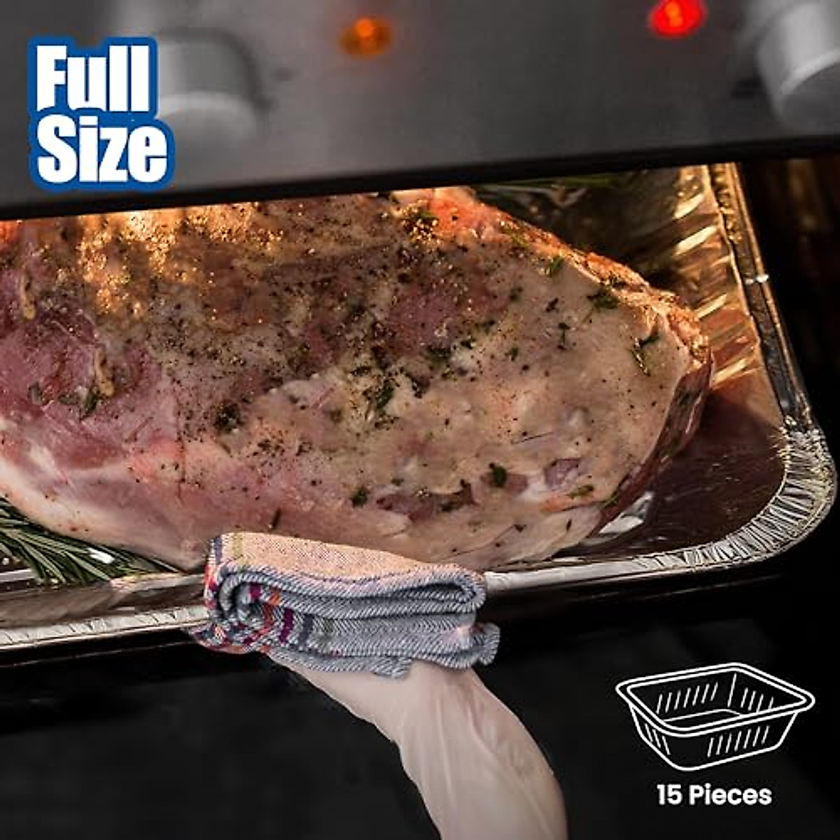 EHOMEA2Z Large Aluminum Pans (15 Pack) Full Size Deep Foil Disposable Durable Large Steam Table Pans for Baking Serving, Chafing Trays for Caterers, Bakeware 21 x 13 x 3