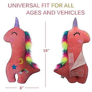 XDEMODA Seatbelt Pillow for Kids Travel - Dinosaur Seat Belt Cover & Cushion Pillow. Child Car Stuffed Plush Animal Travel Pillow. Safety Belt