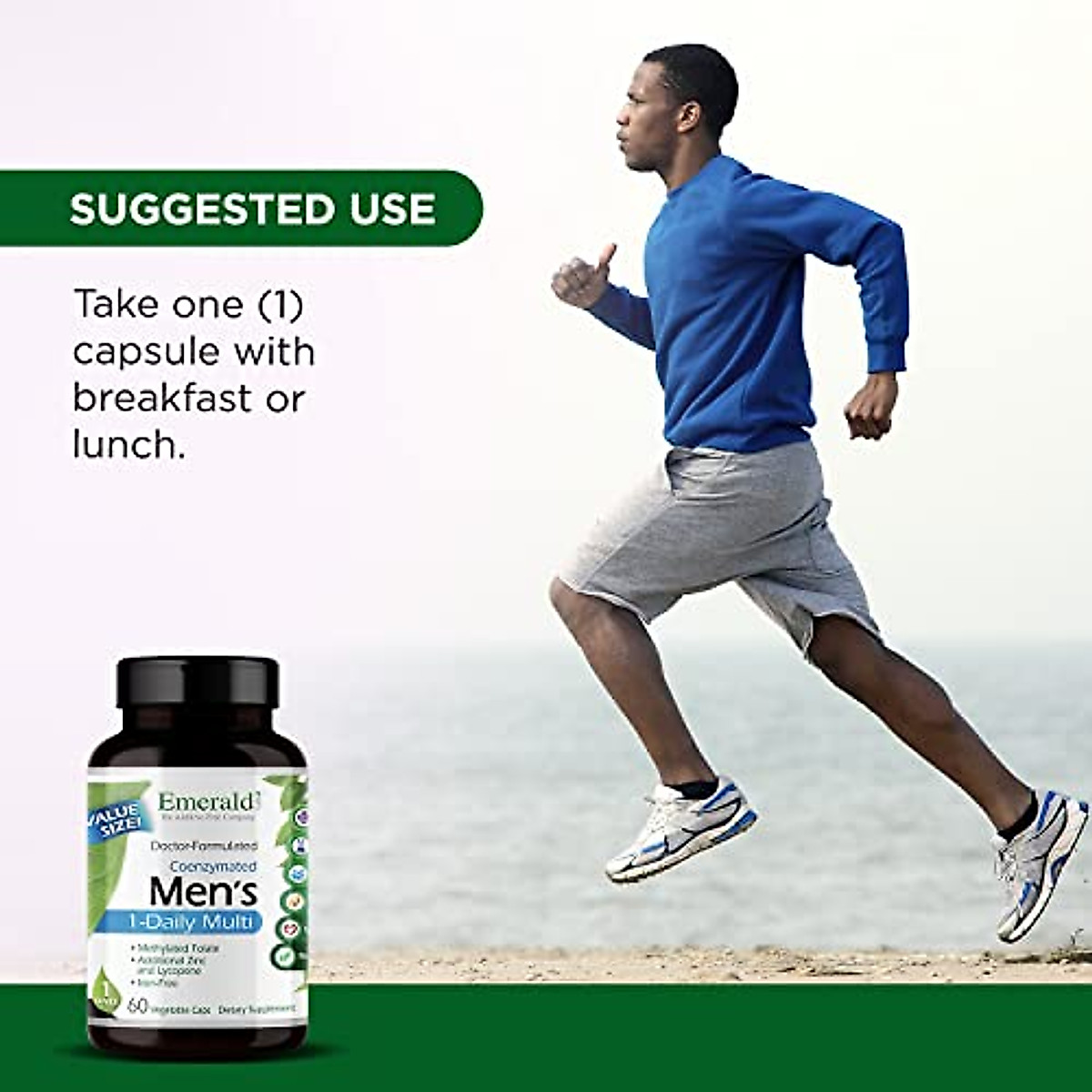 EMERALD LABS Men's 1 Daily Multi - Additive-Free Men's Multivitamin - includes Lycopene, Zinc, Vitamin D3, & More - Supports Bones, Prostate & Vision* - 60 Vegetable Capsules