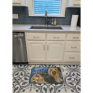 Caroline's Treasures PPP3293RUG Yorkshire Terrier Yorkie Satin and Lace Machine Washable Memory Foam Mat, Bathroom Rug, Non-Slip Bath Mat, Durable Thick Washable Rugs for Kitchen, Bathroom Quick Dry,
