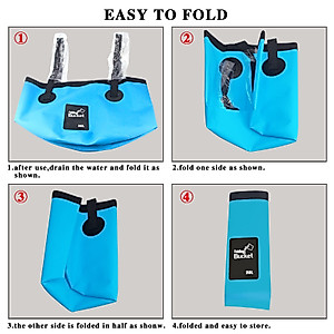 ODDIER 2 Pack portable Collapsible Bucket 5 Gallon, Folding Water storage container with handle, portable wash Basin for fishing car washing camping hiking(20L)-Blue