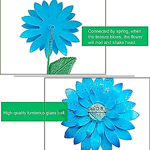 Juegoal 3 Pack Flower Garden Stakes Decor, Outdoor Metal Sunflowers Daisy Shaking Head Glow in Dark Yard Art, Rust Proof Metal Flower Stick, Indoor Outdoor Pathway Patio Lawn Decorations