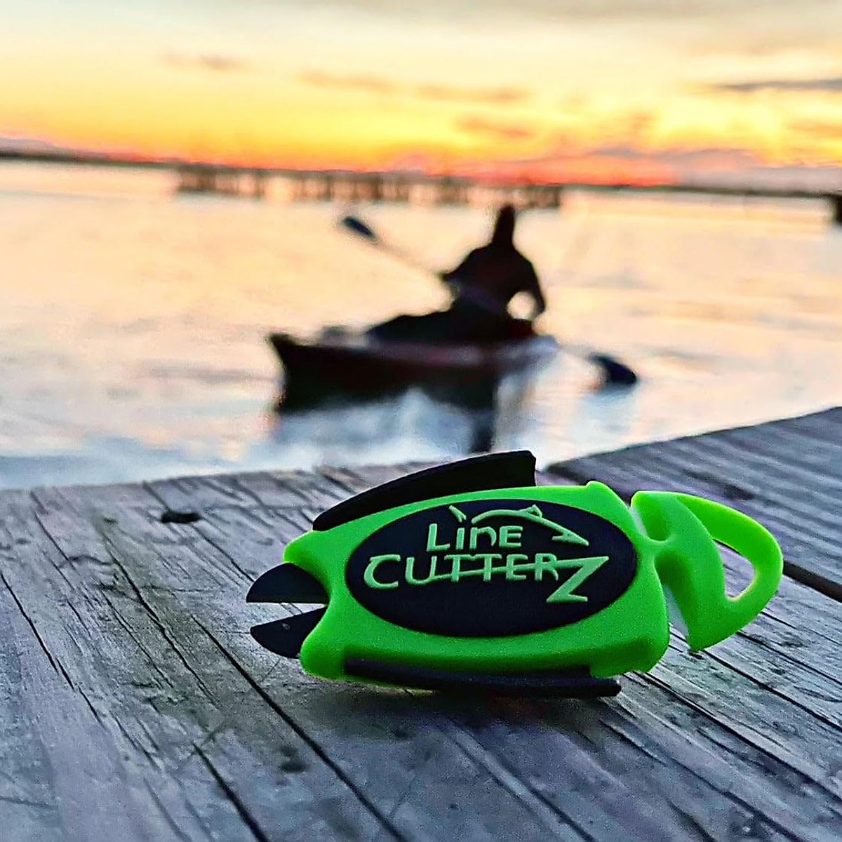LINE CUTTERZ Patented Dual Hybrid Ceramic Cutter + Stainless Steel Micro Scissors Fishing Line Clipper - Glow-in-the-Dark