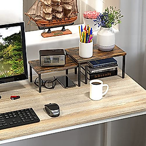 Simple Houseware Expandable Counter Shelf, Rustic Brown