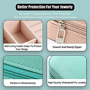 MODENGKONGJIAN Mini Jewelry Travel Case, PU Leather Travel Jewelry Organizer Box, Small Portable Portable Jewellery Storage Holder for Womens Rings Earrings Necklaces Bracelets (Black)