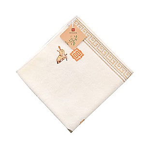 Kissvian 2-Pack Pure Cotton Square Face Towel Hand Towels, Chinese Style Imperial Garden Pattern Facial Cleansing Cloths, Ultra Soft and Gentle Washcloths for Bathroom, Size 14.5" x 14.5".