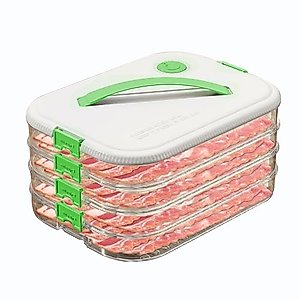 KFHFGVSFFF 4-Layer Food Storage Containers with Lids Storage Box Fridge Bacon Container for Refrigerator Stackable Food Storage Boxes with Lid Cheese Keeper Box for Fridge for Turkey Pantry Lunch