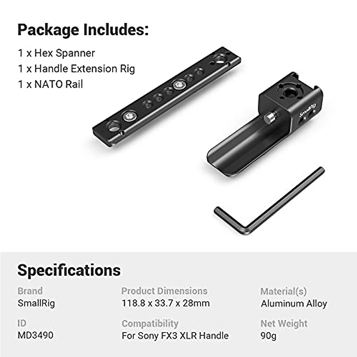 SmallRig FX3 / FX30 XLR Handle Extension Rig for Sony - MD3490