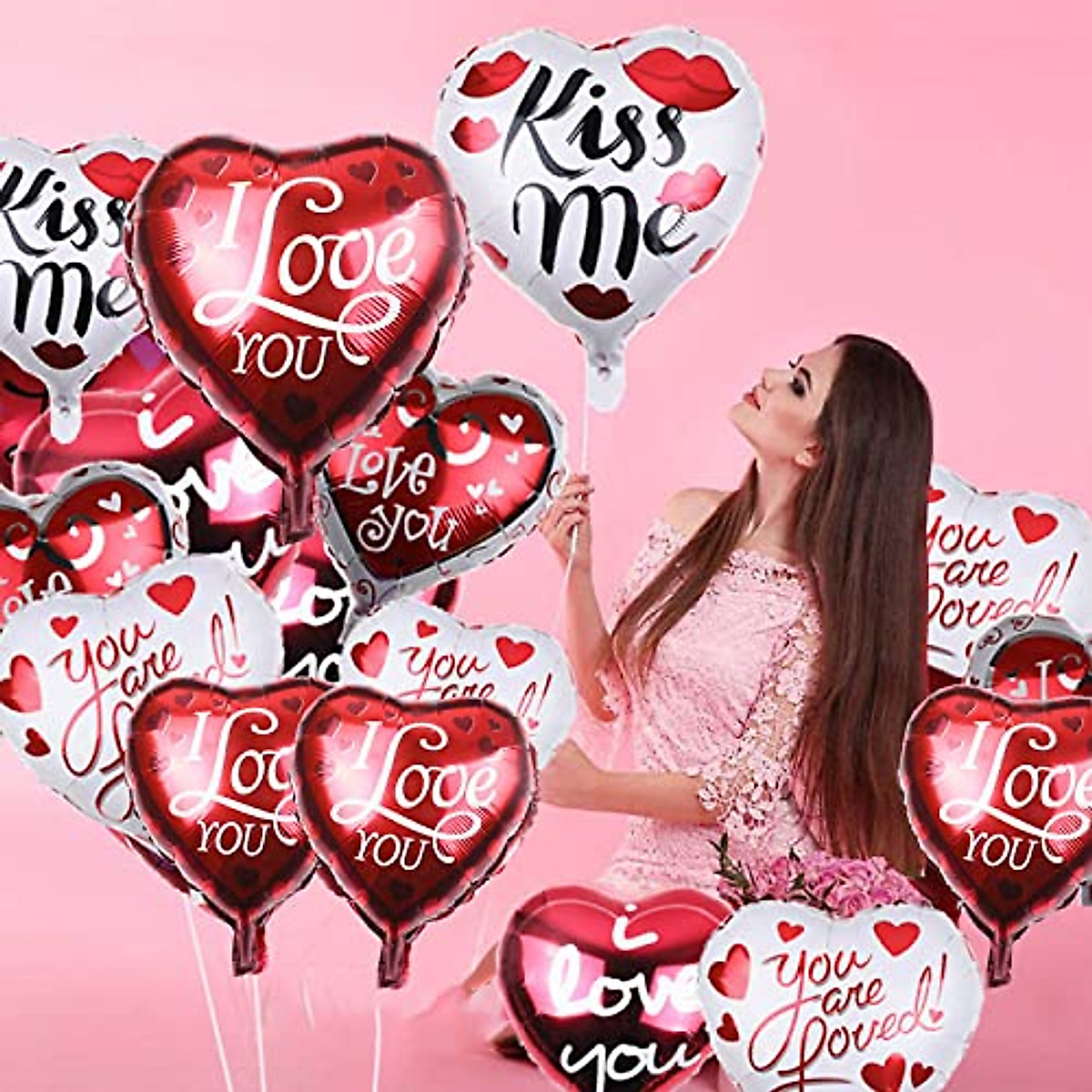 Happy Valentines Day Balloons Party Decorations Supplies - I Love You Kiss Me You are Loved Valentines Balloons Romantic Decorations