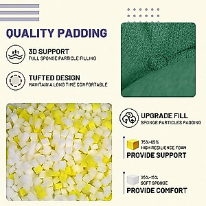 Sutteles Rocking Chair Cushion, Tufted Indoor/Outdoor Rocking Chair Cushions with Ties and Non-Slip Bottom, Removable Adirondack Chair Cushion Set, Seat 17" x 17"/Back 21" x 17"