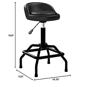 Performance Tool W85011 Adjustable Height Bar Stool, Pneumatic Swivel Bar Stool with Back Support, 360 Degree Swivel, Heavy Duty Steel Frame Stool Perfect for Home, Bar and Shop, Black