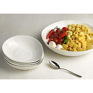 Portmeirion Sophie Conran White Pasta Serving Bowl | 12 Inch Serving Bowl for Salad, Pasta, and Fruit | Made from Fine Porcelain | Dishwasher and Microwave Safe