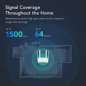 Reyee E3 Wi-Fi 6 Router AX1800 Smart Wi-Fi Mesh Router with 4 High-Gain Antennas, Dual Band Gigabit Wireless Internet Router, 802.11ax WiFi Standard, Beamforming, VPN Server, Seamless Roaming