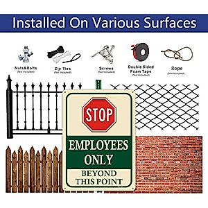 Employees Only Beyond This Point Signs 10"x7" Stop Do Not Enter Signs Restricted Area Signs Metal Reflective Rust Free Aluminum UV Protected Waterproof Easy Mounting Outdoor Use 2 Pack
