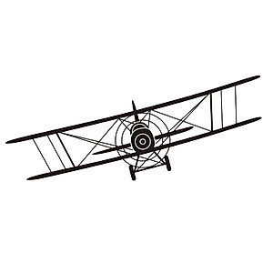 Makeyes Biplane Airplane Wall Decal Vinyl Sticker Decor for Kids Boys Nursery Living Room Design Bedroom Decoration DIY YMX53 (Black, 57X23CM)