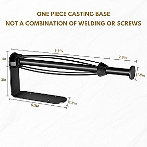 SOAMOEU Paper Towel Holder Under Cabinet, Single Hand Operable Paper Towel Holder Wall Mount with Damping Effect, Self-Adhesive or Drilling for Kitchen, Bathroom (Black)