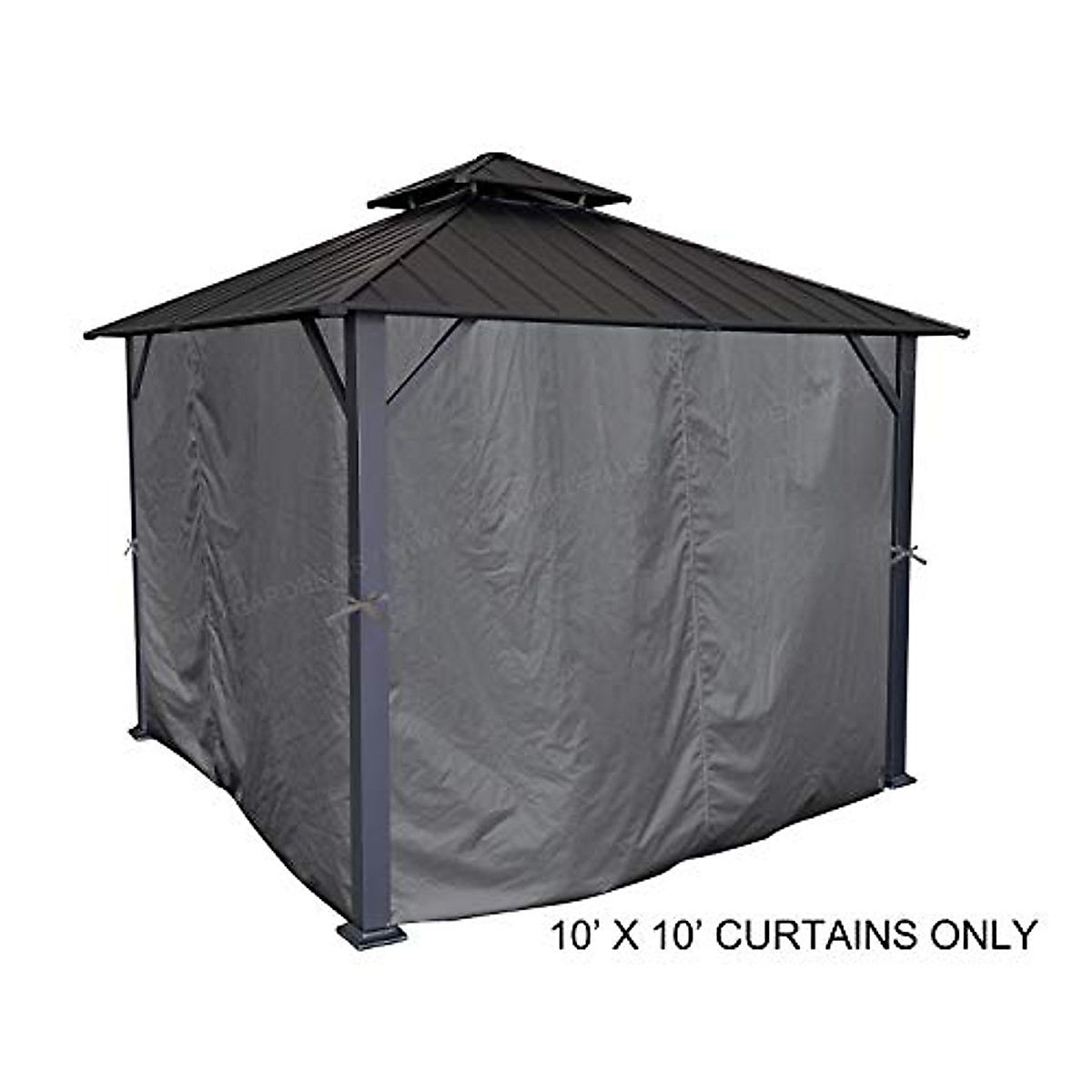 APEX GARDEN Four-Side Privacy Curtain Set for 10-Ft x 10-Ft Gazebo (10-ft x 10-ft, Charcoal)