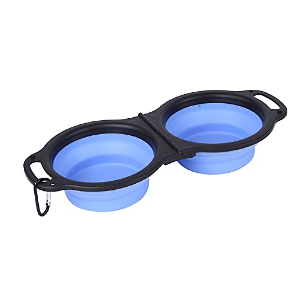 FUUIE Bowls for Food and Water Travel Silicone Double Pet Bowl (Color : Blue)